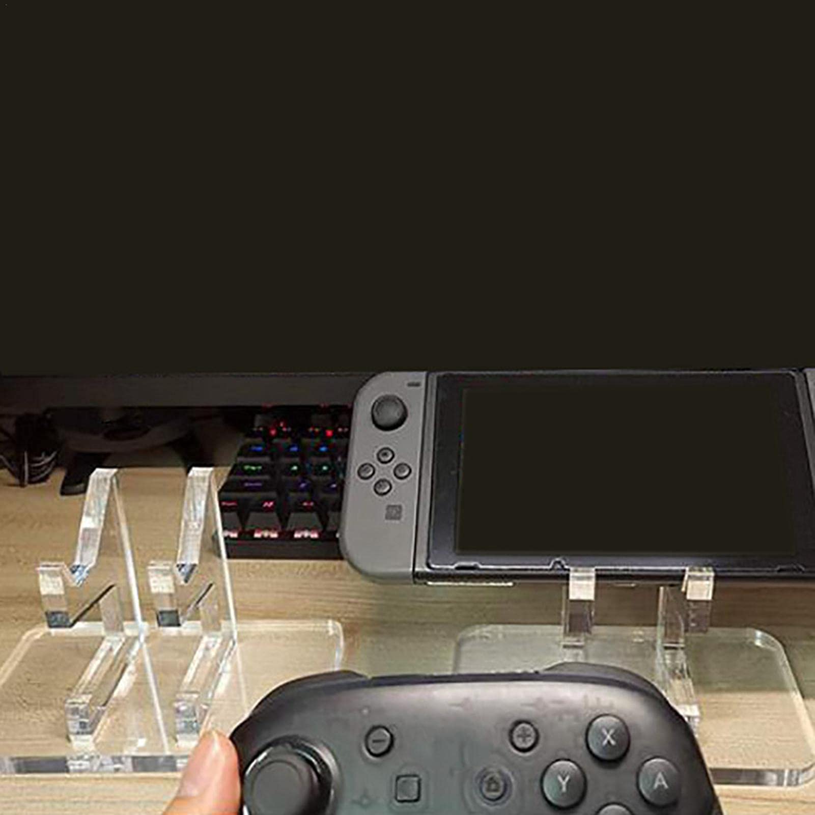 gyfyyds Game Console Handle Bracket Black Environmental Protection Acrylic Wall-Mounted Desktop Bracket Standard Wall Mount