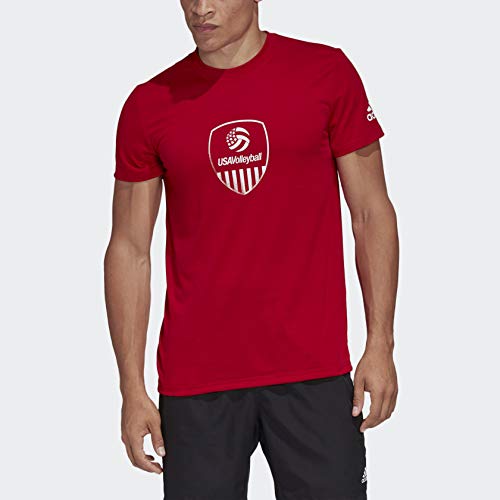 adidas Men's USA Volleyball Short Sleeve Tee Aeroready Team Power Red Large