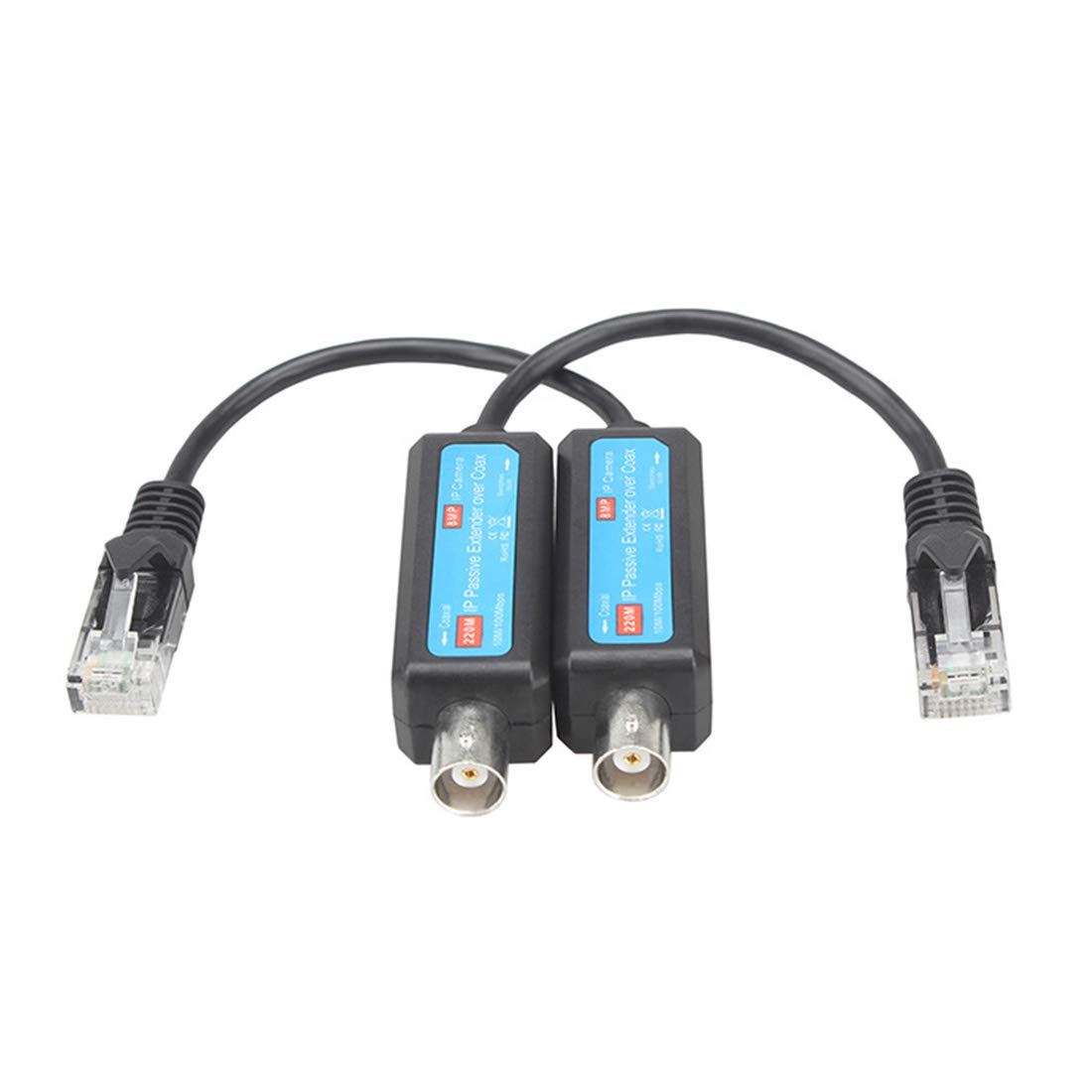 IP Passive Extender Ethernet Over Coax 1-CH, IP Network to Coaxial Transmitter IP Network Converter Fit CCTV Camera UTP RG59/ RJ45 4-Wired 1236 Cable No. BNC Video Balun Only Fit POE Camera System
