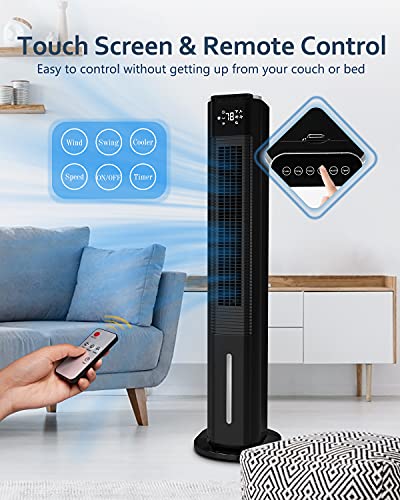 Evaporative Air Cooler, 3-IN-1 Multifunctional Air Cooler Fan, Air Cooler for Room, 4 Modes, 12H Timer, 90° Oscillation, 1.3 Gal Water Tank, Remote Control, 4 Ice Packs, 42" for Room Home Office