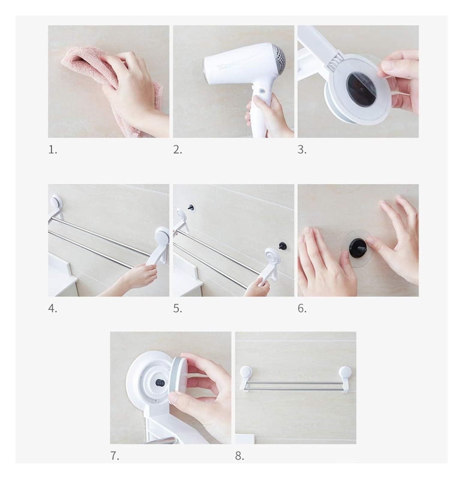 TiStm Towel Racks Towel Shelfs,Towel Rack Bathroom Suction Cup with Two Hooks,Simple Environmentally Friendly Kitchen Toilet Double Pole Rack No Drilling/32Cm (Color : 32cm)