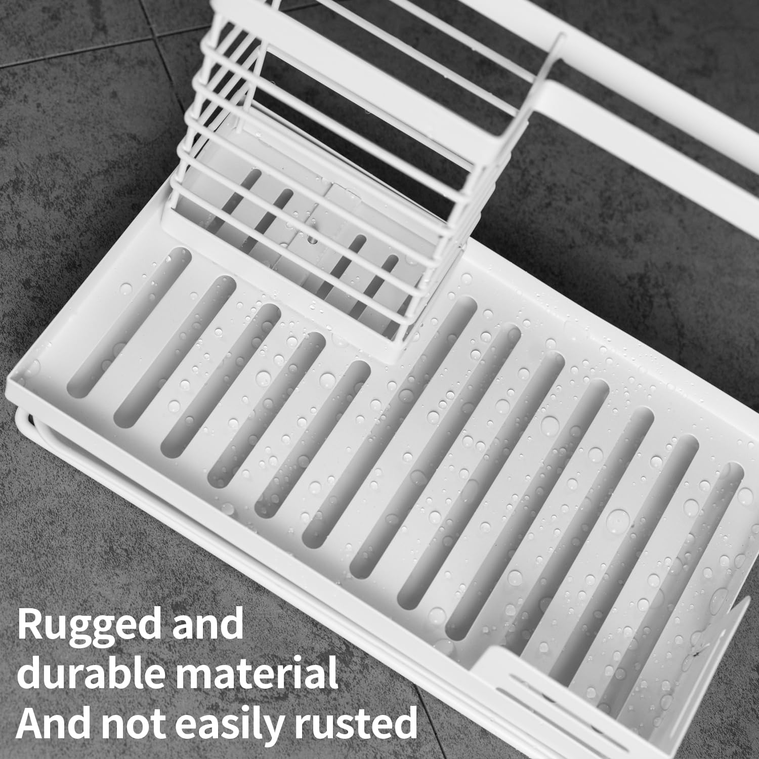 Amlanpin Kitchen Sink Caddy Organizer, Rustproof Non-Slip Soap Dish Dispenser Brush, Sponge Holder for Kitchen Sink, Kitchen Organization and Storage, Home Essentials Accessories