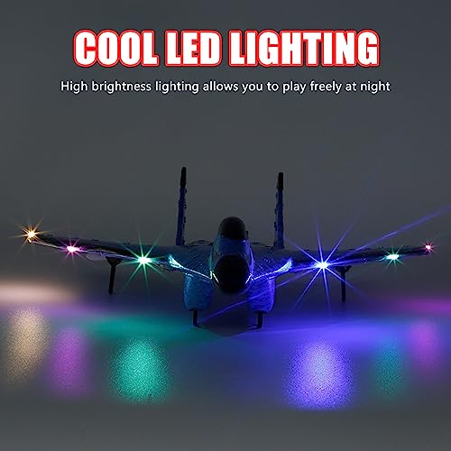Bylesary Rc Airplane 2.4ghz Adults Kids with Controller Airliner Toy, with Light Foam Emulate Model Fighter, Easy Flying Anti-Crash Remote Control Aircraft Toys