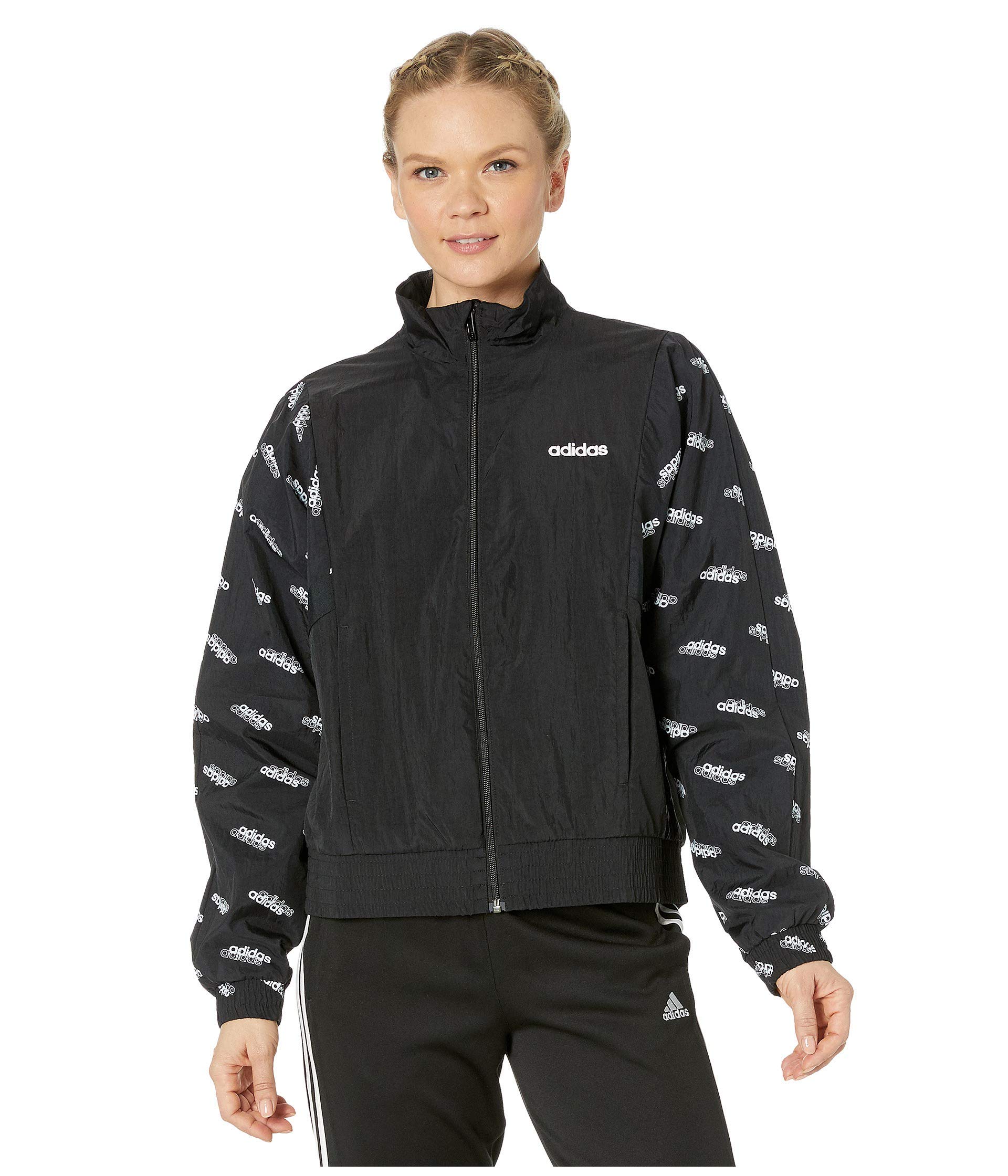 adidas Women's Favorites Woven Track Top Black/White Small