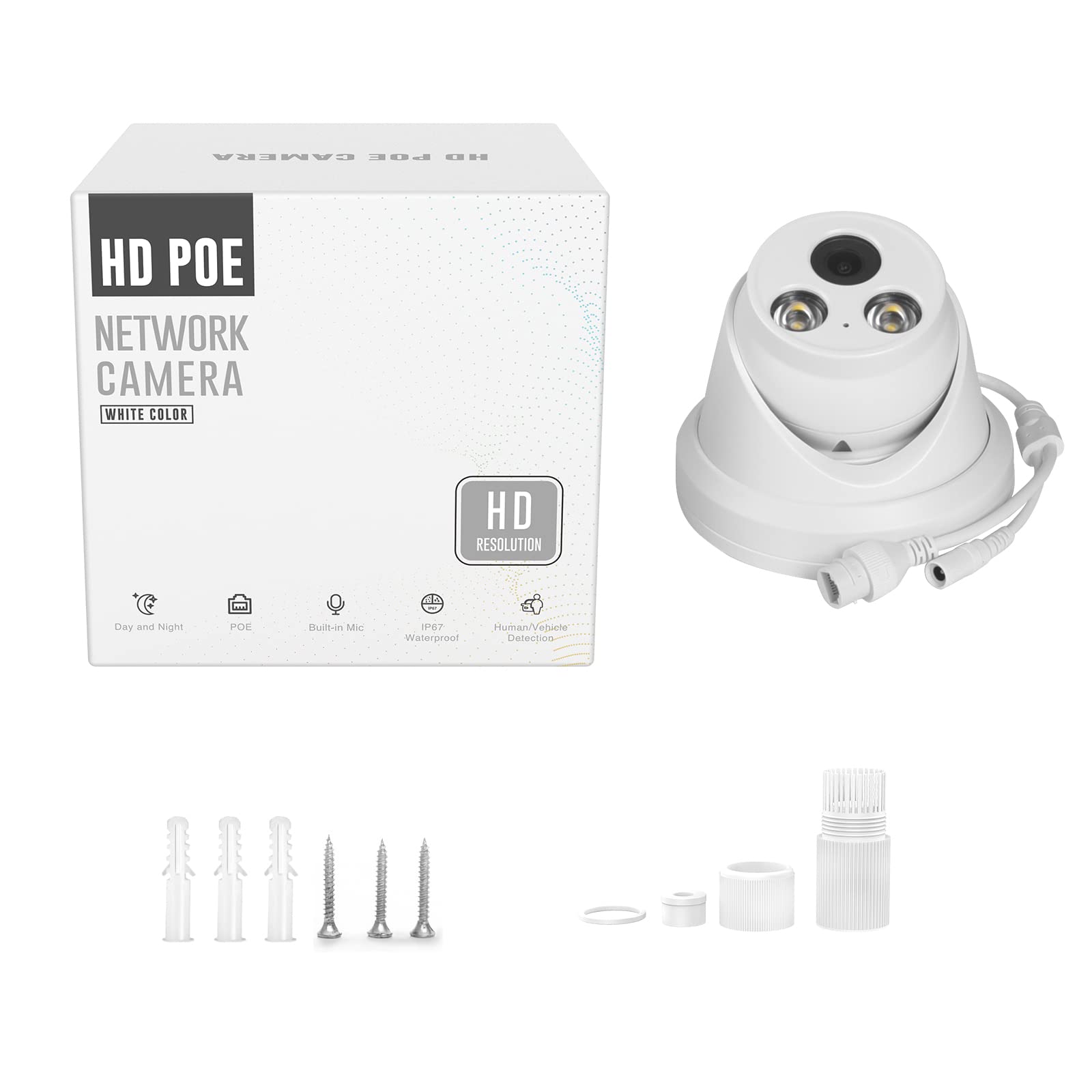 VIKVIZ 4K 8MP Full Color PoE IP Camera,Outdoor PoE Turret Security Camera with F1.0 Lens Super Aperture,24/7 Full Color Night Vision,Human/Vehicle Detection,Built-in Mic,IP67,ON-VIF