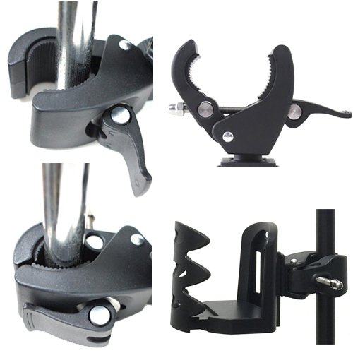 ChargerCity 360° Rotation Musician Drinks Water Cup Holder Clamp Handle Bar Pole Clamp Mount for Music Instrument Mic/Boom Microphone Stand (Fits all cup up to 2.75 inch)