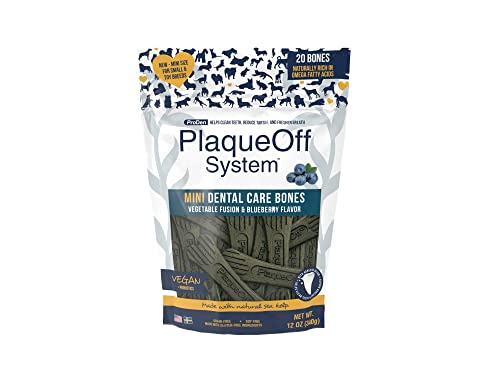 Proden Plaque Off Mini Dental Bones Vegetable Fusion and Blueberry 20 Count / 12 Ounces, Brown (PDDCB7)