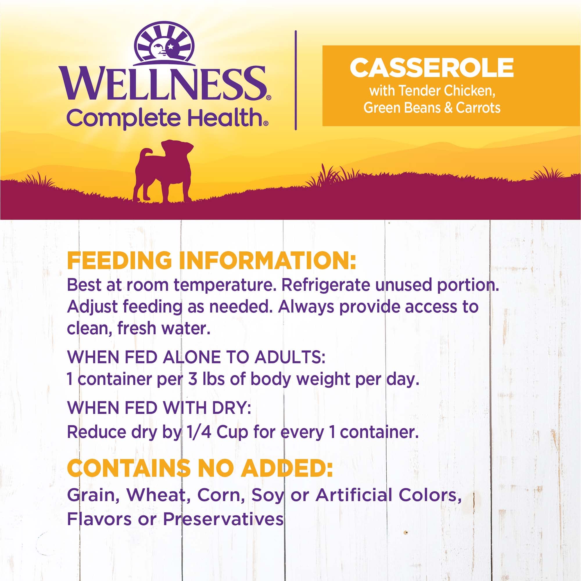Wellness Petite Entrées Casserole with Tender Chicken, Green Beans & Carrots, 3-Ounce Cup (Pack of 12)