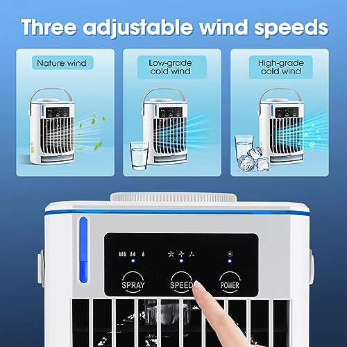 Evaporative Personal Cooler | 500ml water tank Mini Ac for Car | Portable Air Conditioner 3 powerful speeds, 3 Mist Modes | Quiet Air Conditioner for Room Office Camping