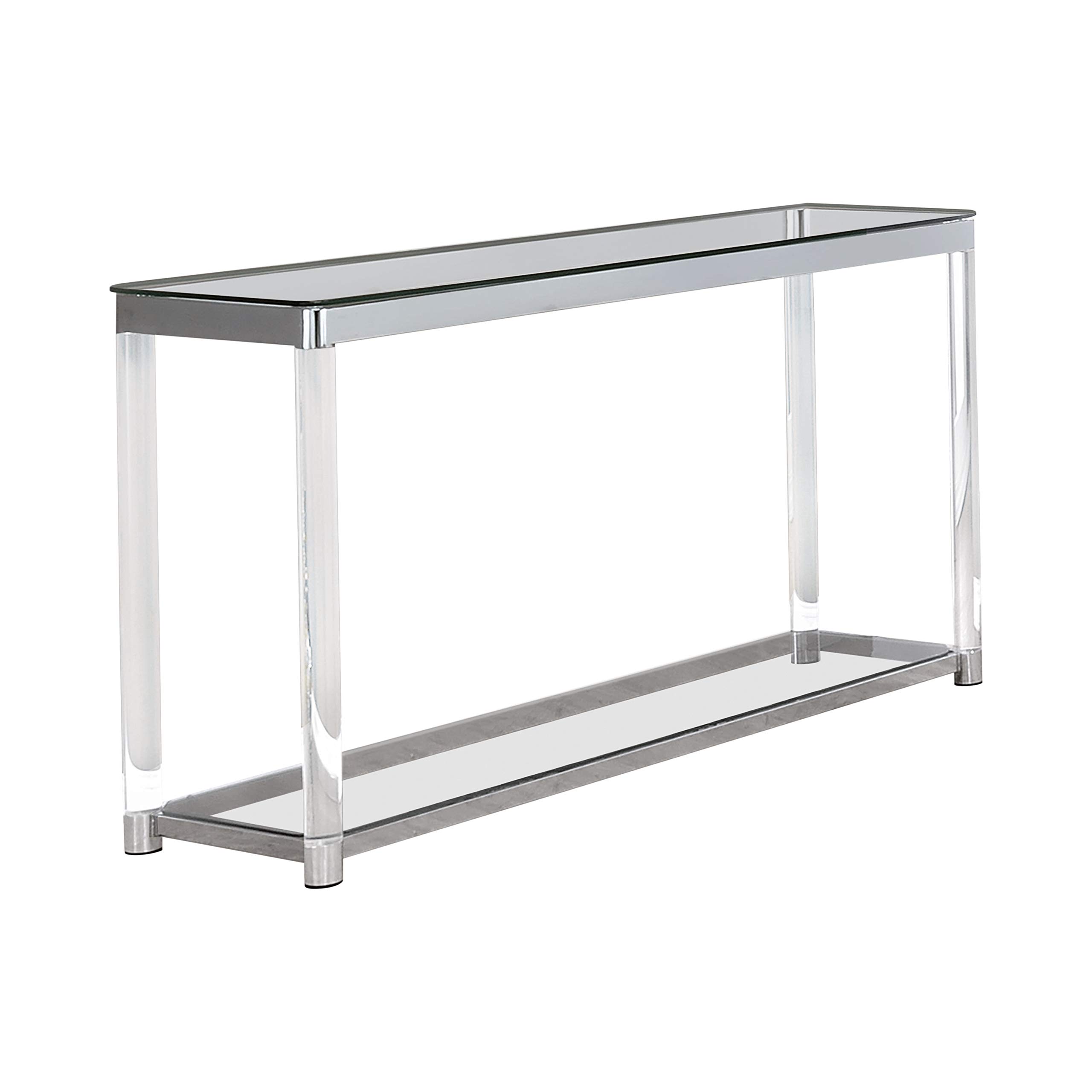 Coaster Home Furnishings Anne Sofa Table with Lower Shelf Chrome and Clear