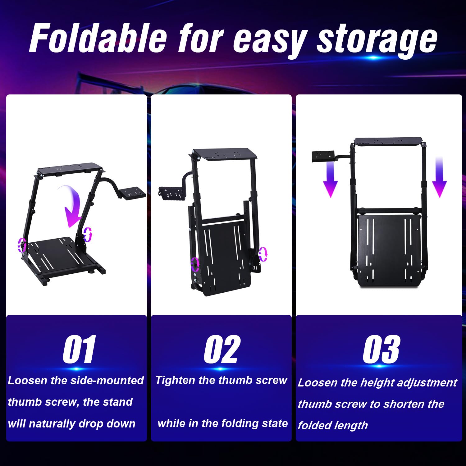CXRCY Racing Wheel Stand Compatible with Logitech G920 G29 G27 G25 Gaming Cockpit Height Adjustable Foldable Gaming Racing Simulator Steering Wheel Stand,Wheel and Pedals Not Included