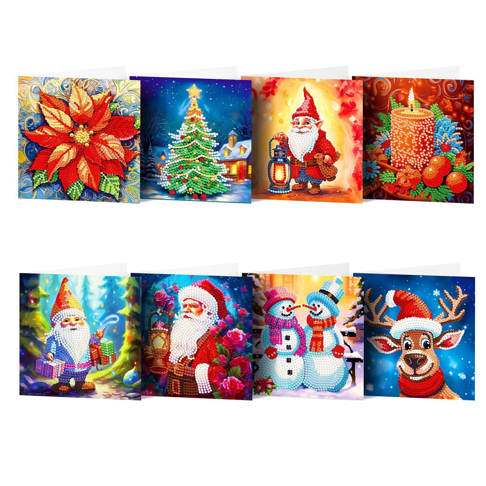 ycyingcheng Diamond Painting Christmas Cards, 5D DIY Diamond Painting Greeting Card Postcard Birthday Xmas Thanksgiving Easter Gifts
