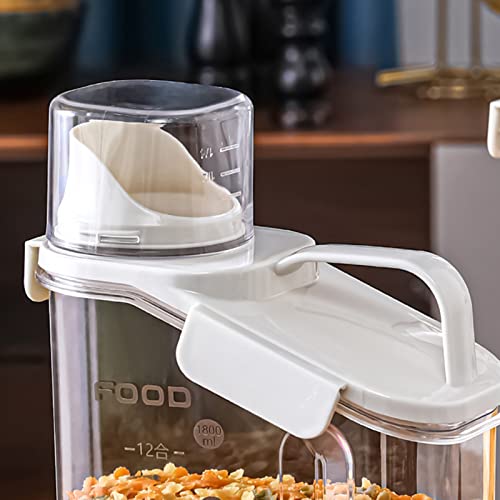 Bigougem Clear Cereal Storage Containers with Lids Airtight, Large Diameter Kitchen Storage Containers for Flour Rice Beans Ivory L