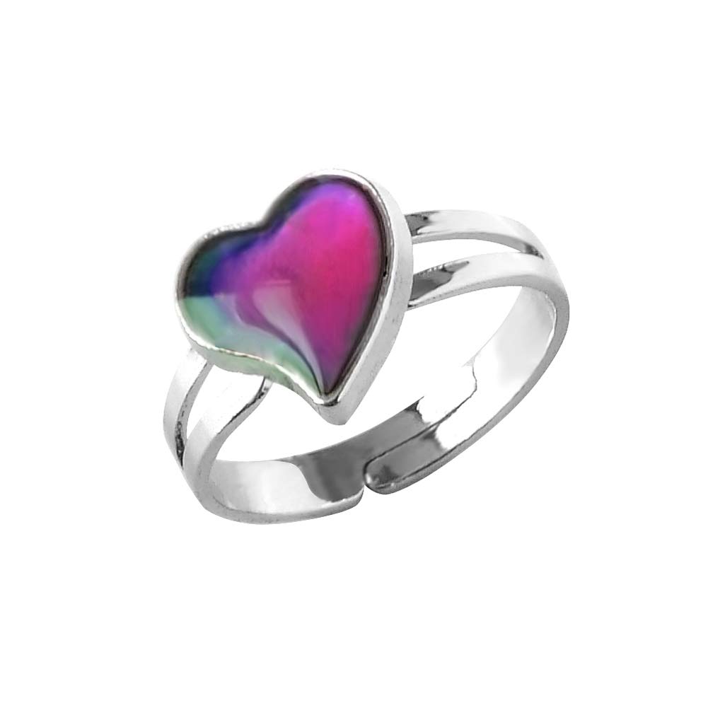 Acchmn Mood Ring Love Heart Color Changing Emotional Feeling Adjustable Size Mood Rings 2pcs(Love Heart)