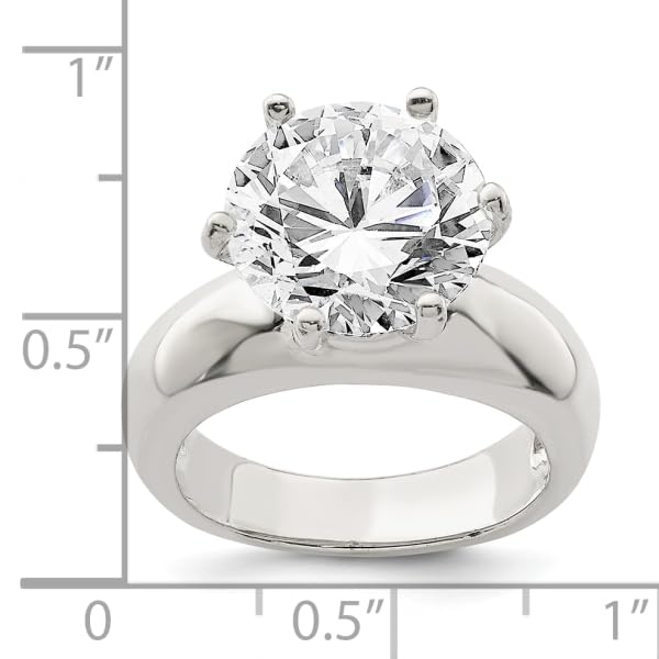 925 Sterling Silver Solitaire Round Cubic Zirconia CZ Engagement Ring Size 6