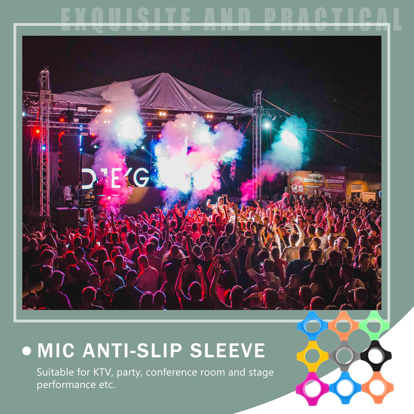 Microphone Accessories Rubber Handheld Microphone Rolling Protection Ring Anti- rolling Shakeproof Mic Protector For KTV Karaoke Random Color 10Pcs Mic Case