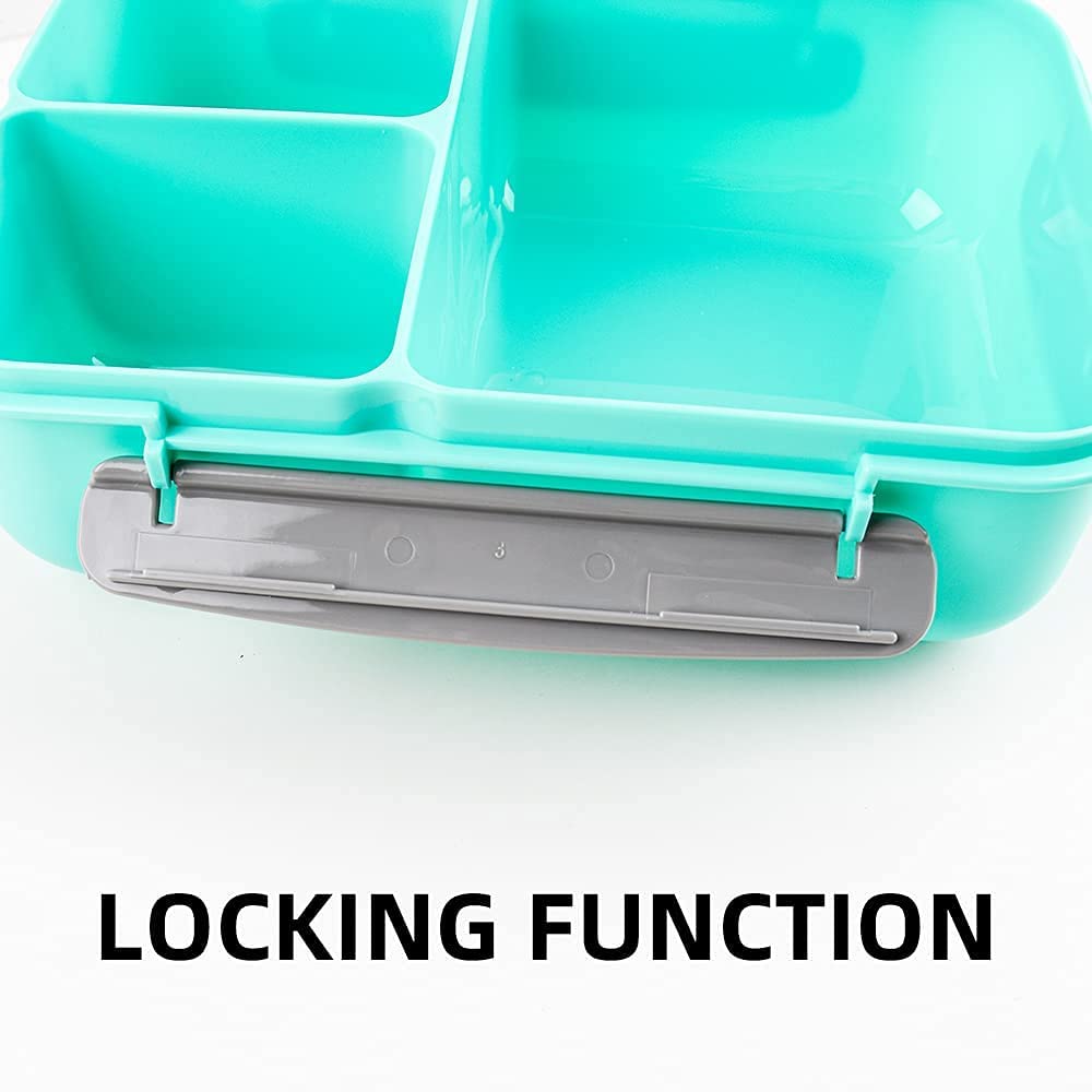freehour Food Storage Meal Prep Container Box With Lid, 2000ML Large Bento Box For Adults, Leakproof 3 Compartment Bento Lunch Box (Blue)