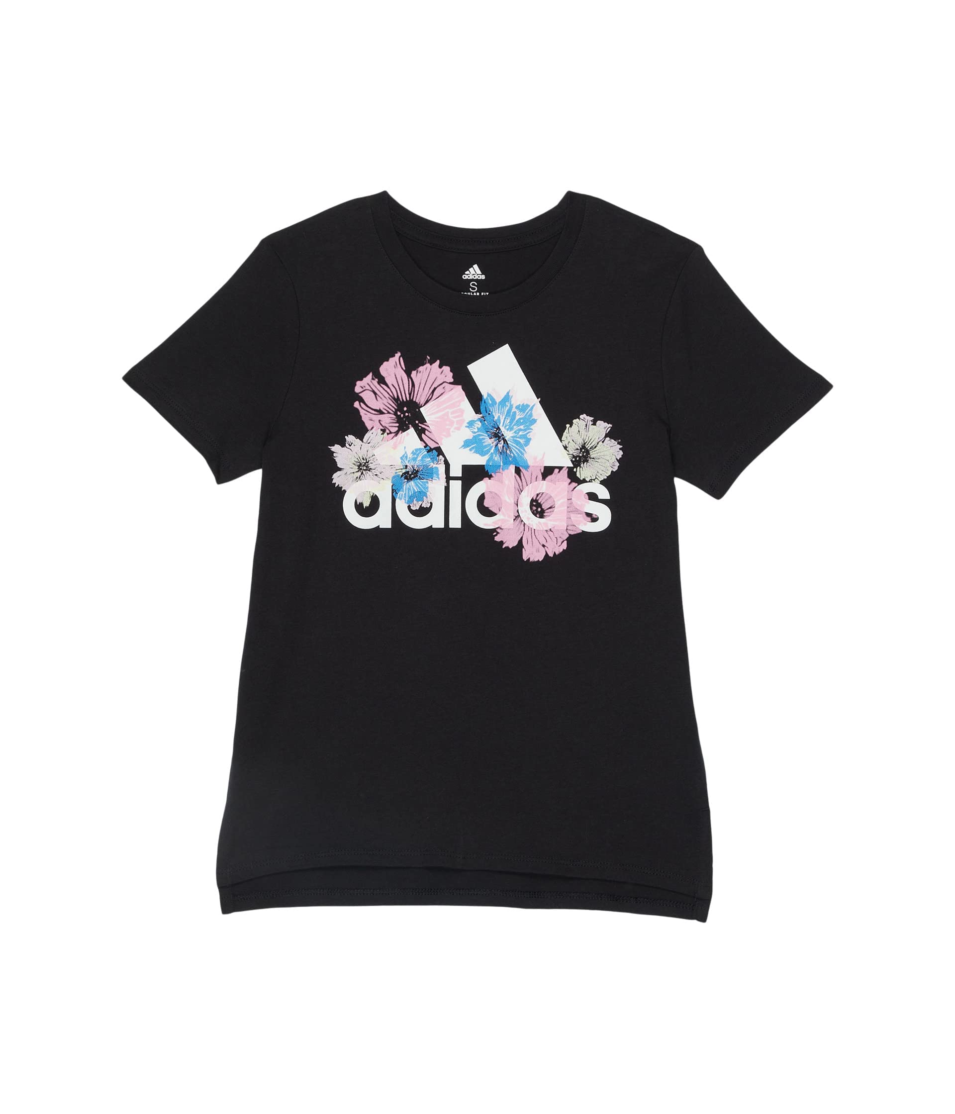 adidas Girl's Short Sleeve Vent Tee (Big Kids) Black Multi XL (18-20 Big Kids)
