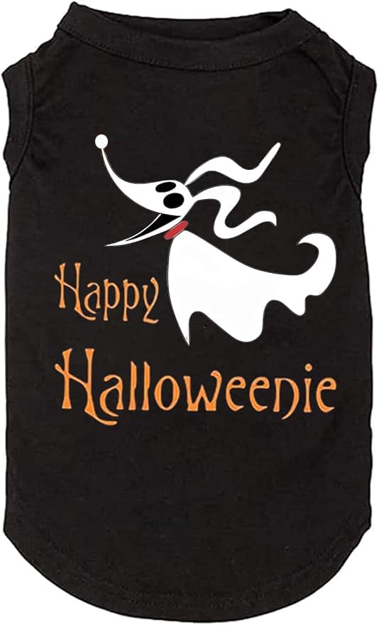 Halloween Dog Clothes Funy Pumpkin T-Shirt Cute Ghost Dog Bone Print Shirt Small Large Dog Vest Puppy Fall Gift (X-Large, Black-2)