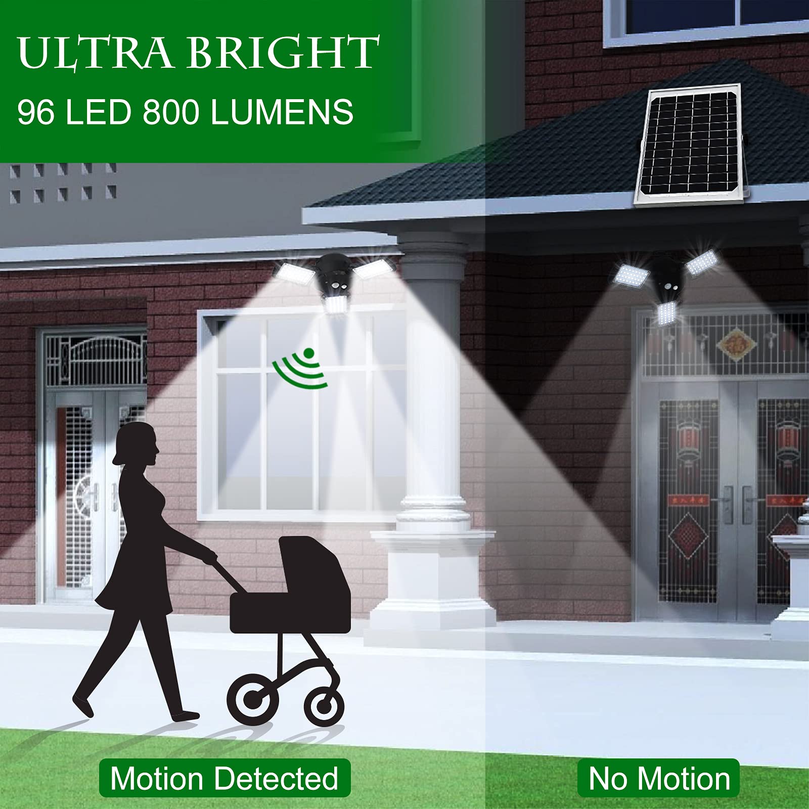 CYHKEE Solar Pendant Lights Outdoor Waterproof 4 Lighting Modes, 800LM Dusk to Dawn LED Dimmable Motion Sensor Hanging Solar Security Lights Remote Control with Pull String for Garden