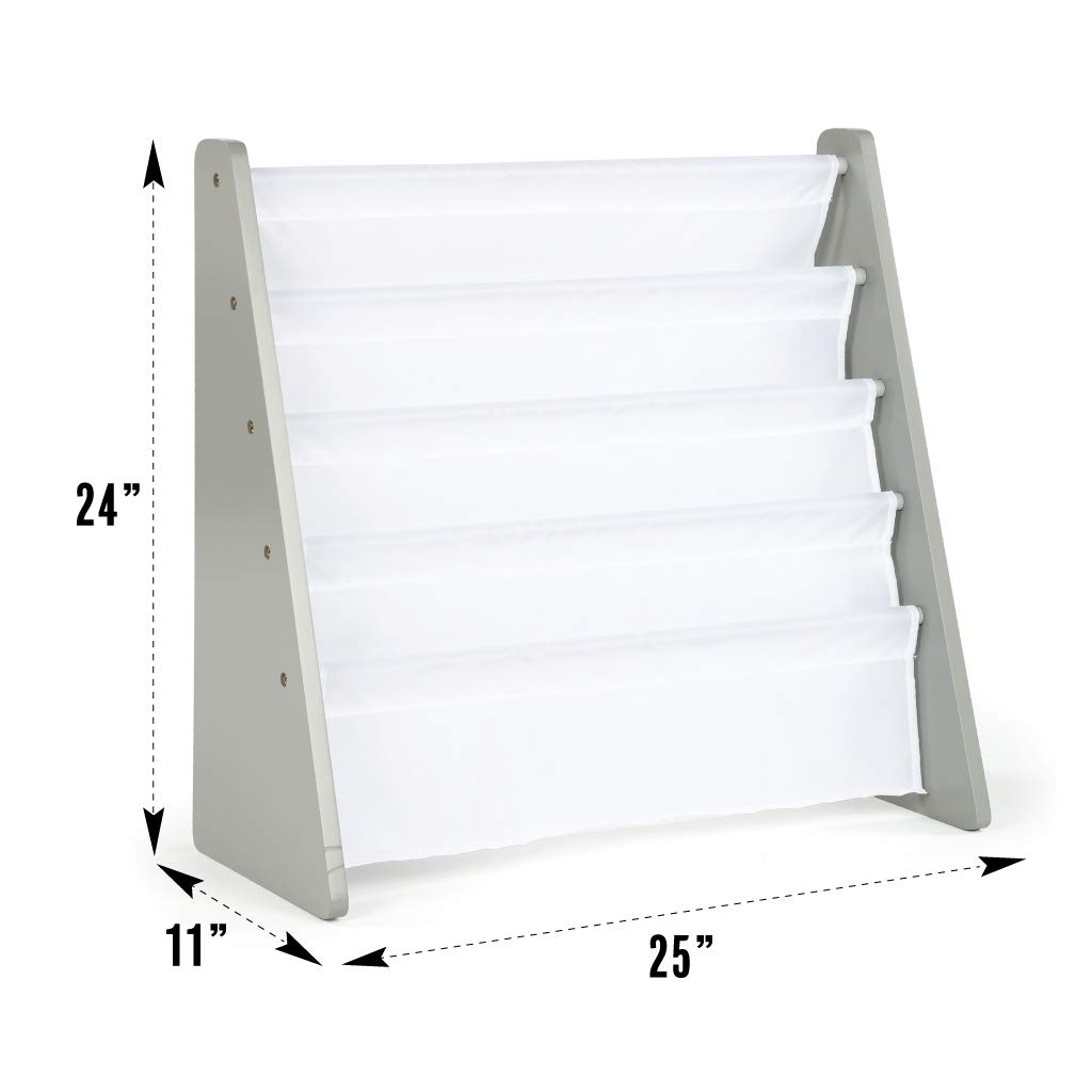 Humble Crew Kids Toy Organizer with 9 Storage Fabric Bins, Grey & Grey/White Kids Book Rack Storage Bookshelf, 4 Tiers