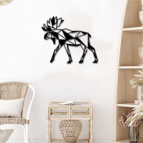 Geometric Deer Metal Wall Art, Metal Wall Sculptures, Metal Hanging Artwork Signs, 3D Wall Silhouette Metal Wall Decor, for Home Office Decoration Sculpture