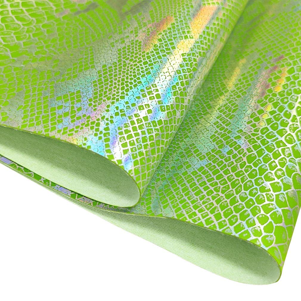 HYANG Snake Embossed Green PU Faux Leather Sheets 1 Rolls 12"X53"(30cmX135cm), Faux Leather Very Suitable for Leather Earrings, Bows, Handbag ,Sewing ,Crafts Making