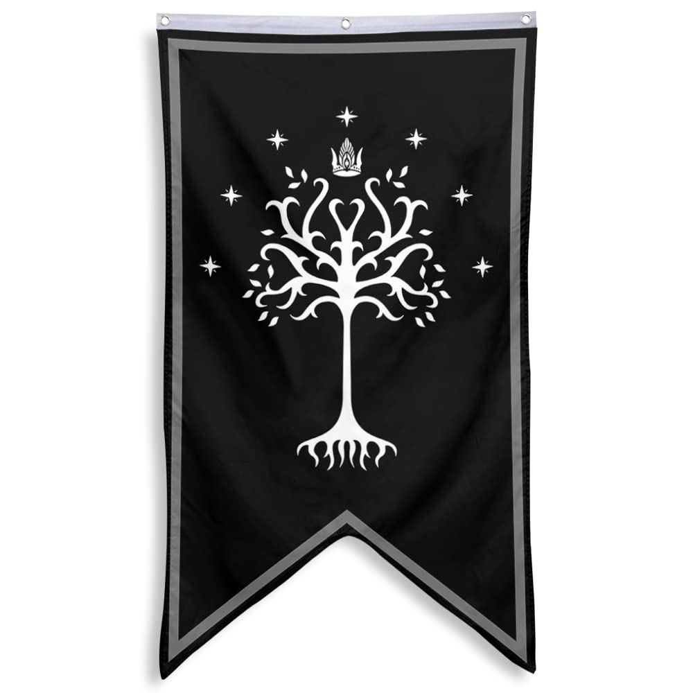 Bayyon Tree of Gondor Banner Flag 30x50 Inch Man Cave Home Office Bed Room Decor (Black)