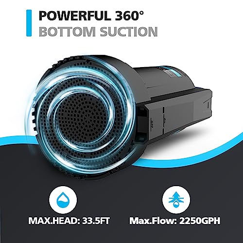 BOMGIE 1/3 HP Automatic Water Pump, 2250GPH Submersible Utility Pump with 3/4β Garden Hose Check Valve Adapter Portable Electric Sump Pump Removal for Pool Draining Basement Hot Tubs Garden UTL-336PE
