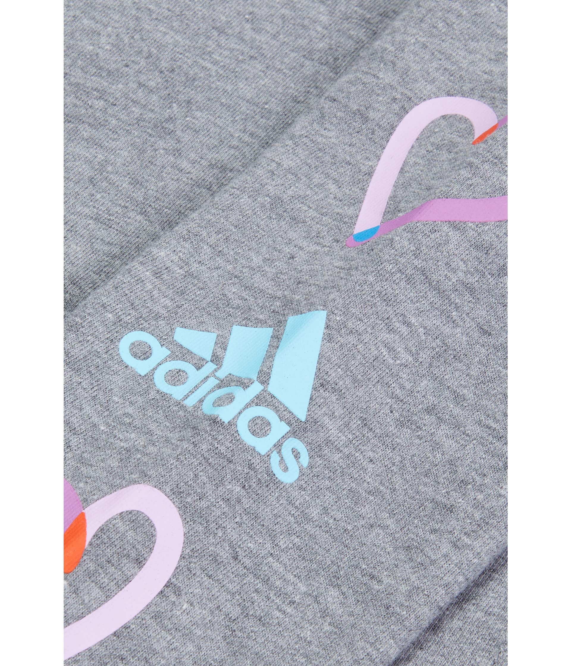 adidas Girls' Long Sleeve Hooded Graphic Tee, Charcoal Grey Heather, X-Large (16)