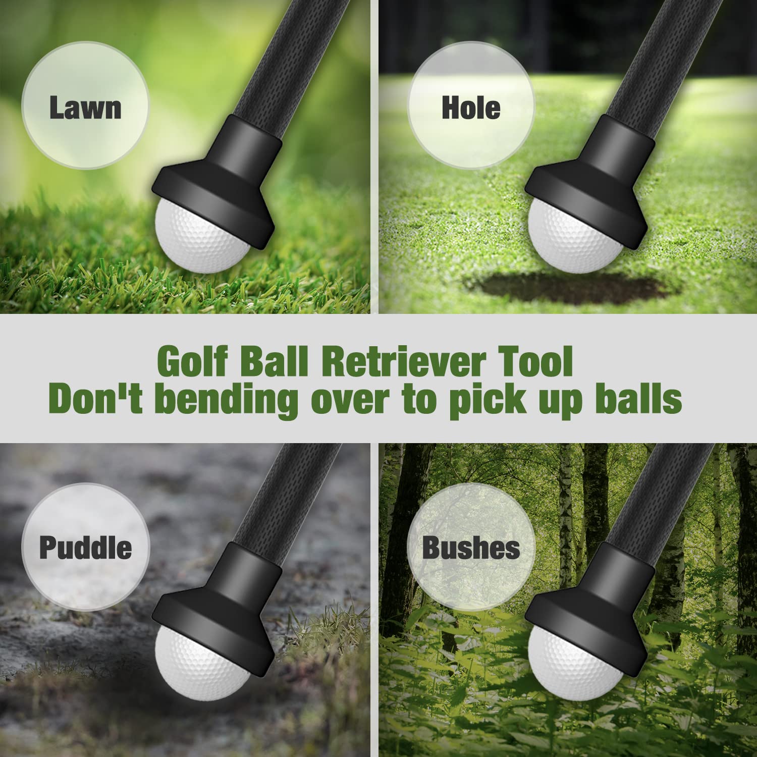 ACCTOLF Golf Ball Retriever, Golf Ball Pickup for Putter Grip Tool, Portable Golf Ball Grabber Suction Cup for Training Putter Grip Golfer, Professional Golf Sucker Accessories for Golfer