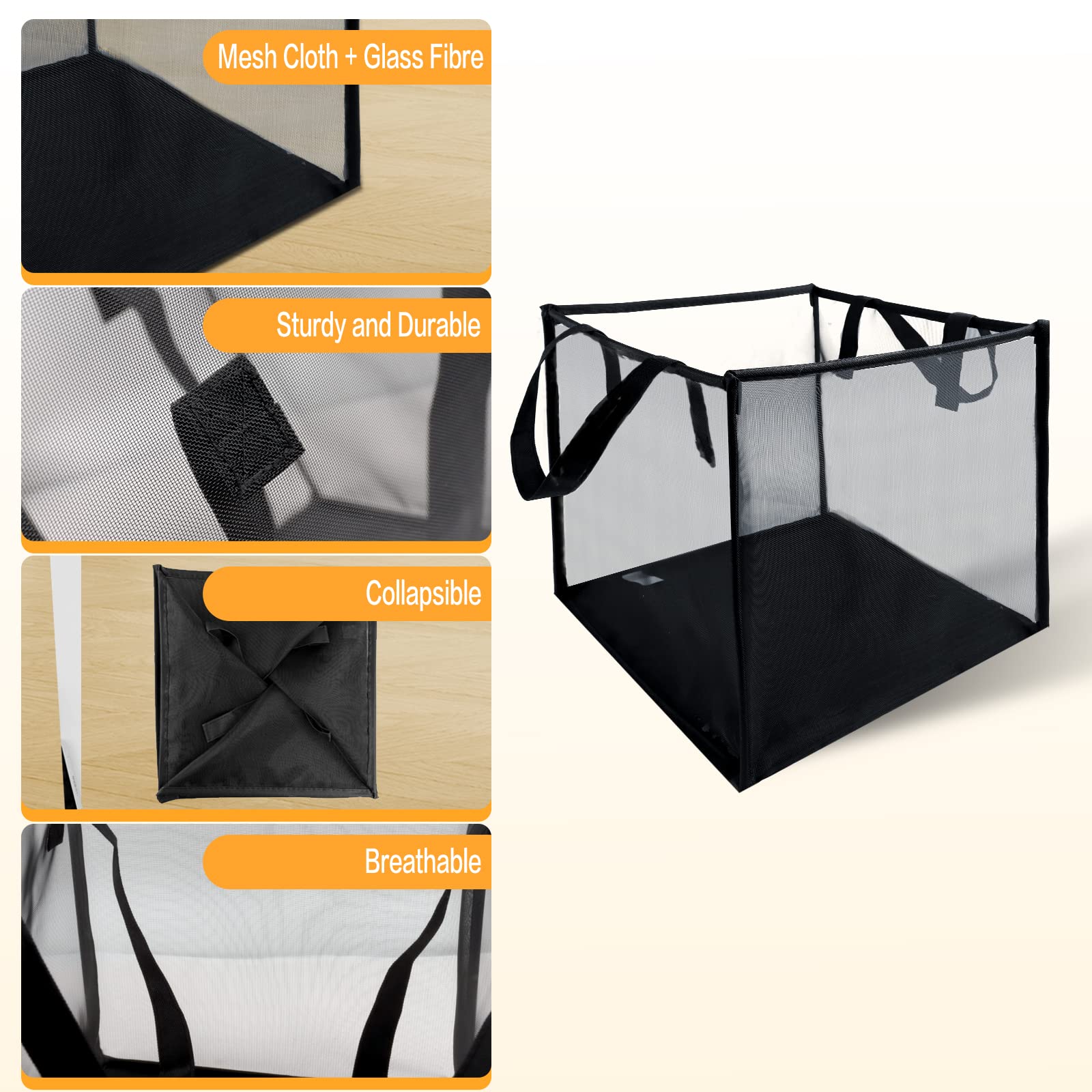 Small Laundry Basket - 1Pcs Laundry Hamper Bag Foldable Dirty Clothes Mesh Basket with Handles Suitable Washing Storage Room Portable Collapsibleā¦