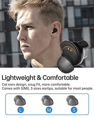 GIEC New Ture Wireless Earbuds Noise Cancelling Headphones Bluetooth 5.3 Light Small Earbud IPX5 Waterproof 48Hrs Playtime Big Bass Bluetooth Ear Buds with Mic and Charging Case for iPhone/Android
