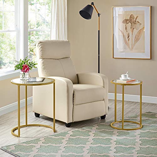 Yaheetech Round Nesting Side Table Stacking Coffee Table, Set of 2 Circular Modern End Tables w/Metal Frame & Tempered Glass Top & Protective Foot Pads for Small Space Living Room Bedroom Office