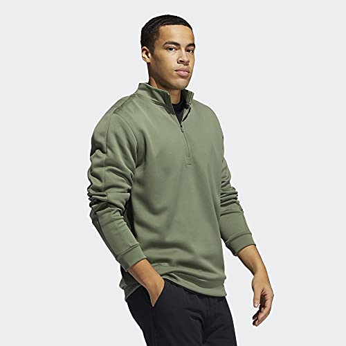 adidas Golf Men's Adicross Recycled Polyester Quarter Zip Pullover, Green, 2 Extra Large