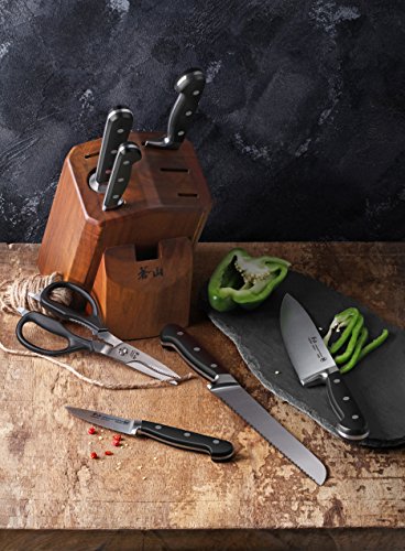 Cangshan TV2 Series 1023039 Swedish 14C28N Steel Forged 8-Piece Knife Block Set, Acacia