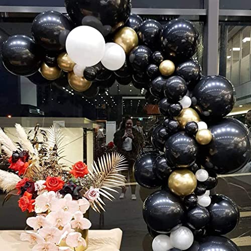 Black Balloons Garland Arch 114 Pack Black Latex Party Baloons In Different Sizes for Halloween,Graduation Party Decorations, Birthday Ballons Anniversary Balloons