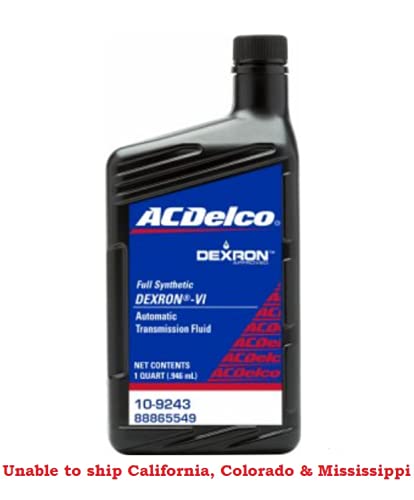 ACDelco 109243 Dexron-VI Full Synthetic Automatic Transmission Fluid 1 Quart (6 Pack)