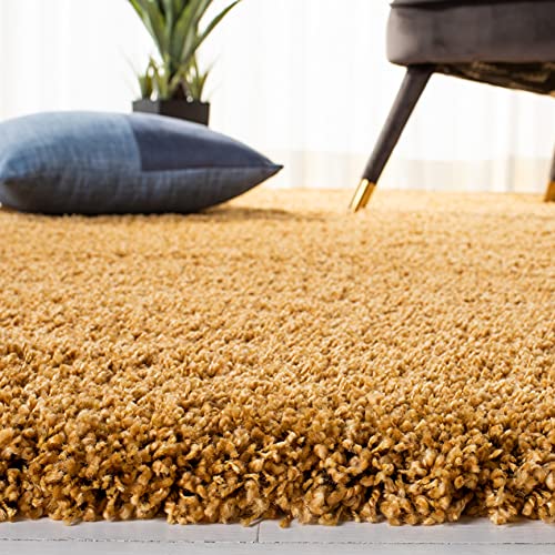 SAFAVIEH Hudson Shag Collection Accent Rug - 2' x 3', Gold, Modern Solid Design, Non-Shedding & Easy Care, 2-inch Thick Ideal for High Traffic Areas in Entryway, Living Room, Bedroom (SGH220D)