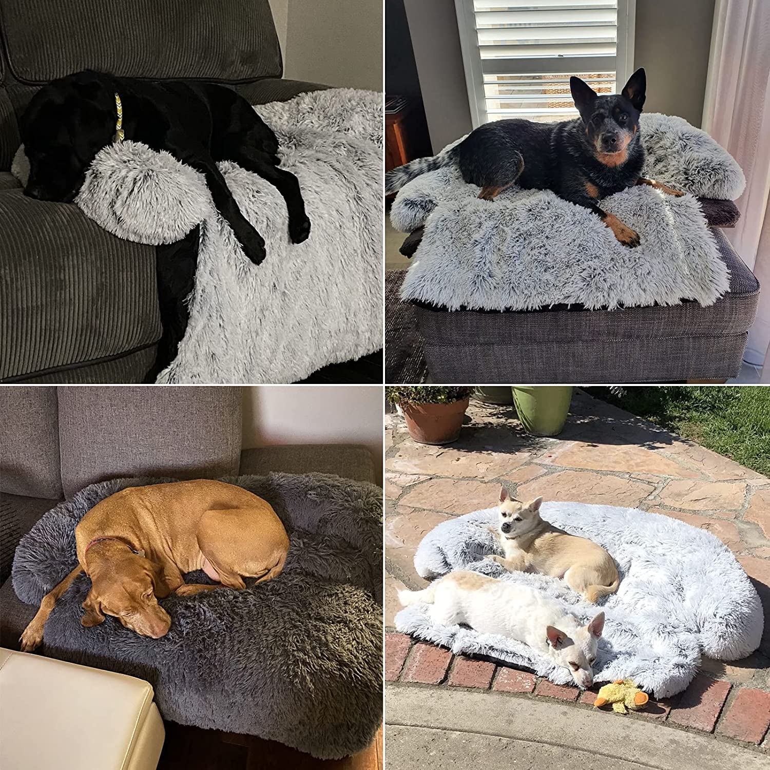 Berocia Calming Dog Bed Soft Fluffy Plush Dog Mat for Sofa Couch Pet Furniture Protector with Washable Cover for Large Medium Small Dogs Cats Puppy Thick Blanket Cushion Kennel with Nonskid Bottom