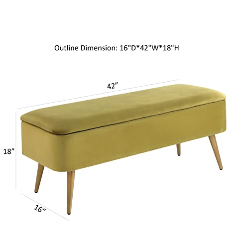 Ball & Cast Upholstered Bench, 42" W, Avocado Green
