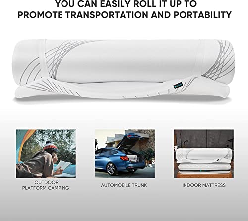 FLEXPEDIC 3D Breathable Mesh Cover and Coconut Shell Carbon Twin Memory Foam Firm Mattress Topper 2 Inch, Double-Sided Cooling Pad with Non-Slip Ventilated Cover, Pressure-Free Mattresses Toppers