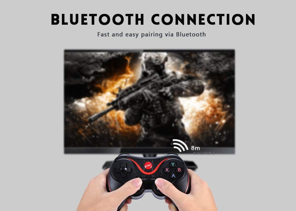 Calvas ACCEWIT X3 updated t3 Gamepad Joystick Wireless Bluetooth 3.0 Android Gamepad Gaming Remote Control for phone PC Tablet TV Box - (Color: Black red)
