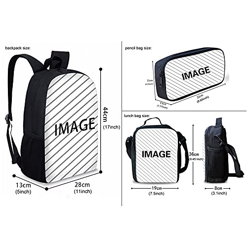 Belidome Horse Black School Backpack Set of 4 Lunch Bag Pencil Case Water Bottle Holder for Kids Girls