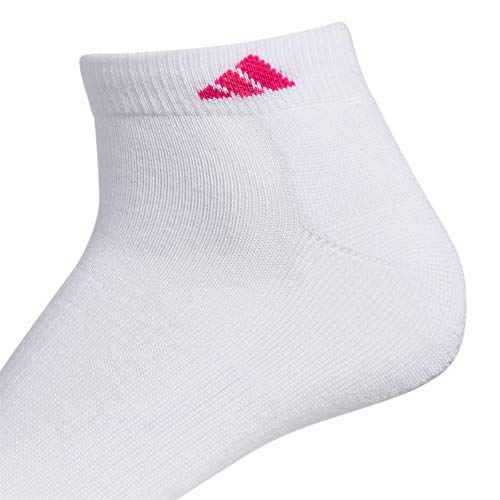 adidas Women's Athletic Cushioned Cut Socks (6-Pair) Low Profile Arch Compression for a Secure Fit, White/Shock Pink/Bright Cyan, Medium