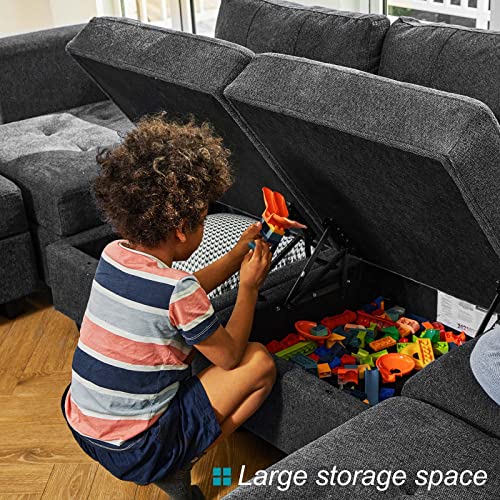 Belffin Convertible Sectional Sleeper Sofa Bed Modular Sofa Sleeper Couch Set with Storage Seat Modular Sectional Couch Bed Dark Grey
