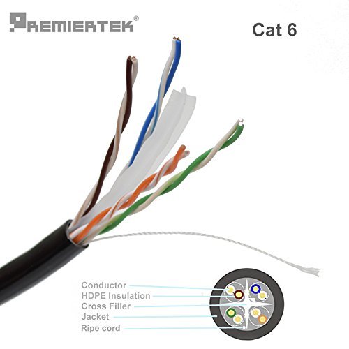 Premiertek 1000Ft Cat6 23AWG UTP Solid 4-Pairs Network Ethernet LAN Cable Bulk White (CAT6-CCA-1KFT-W)
