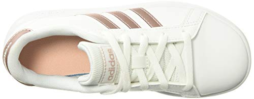adidas Kids’ Grand Court K Sneaker, White/Copper Metallic/Glow Pink, 3 M US Little Kid