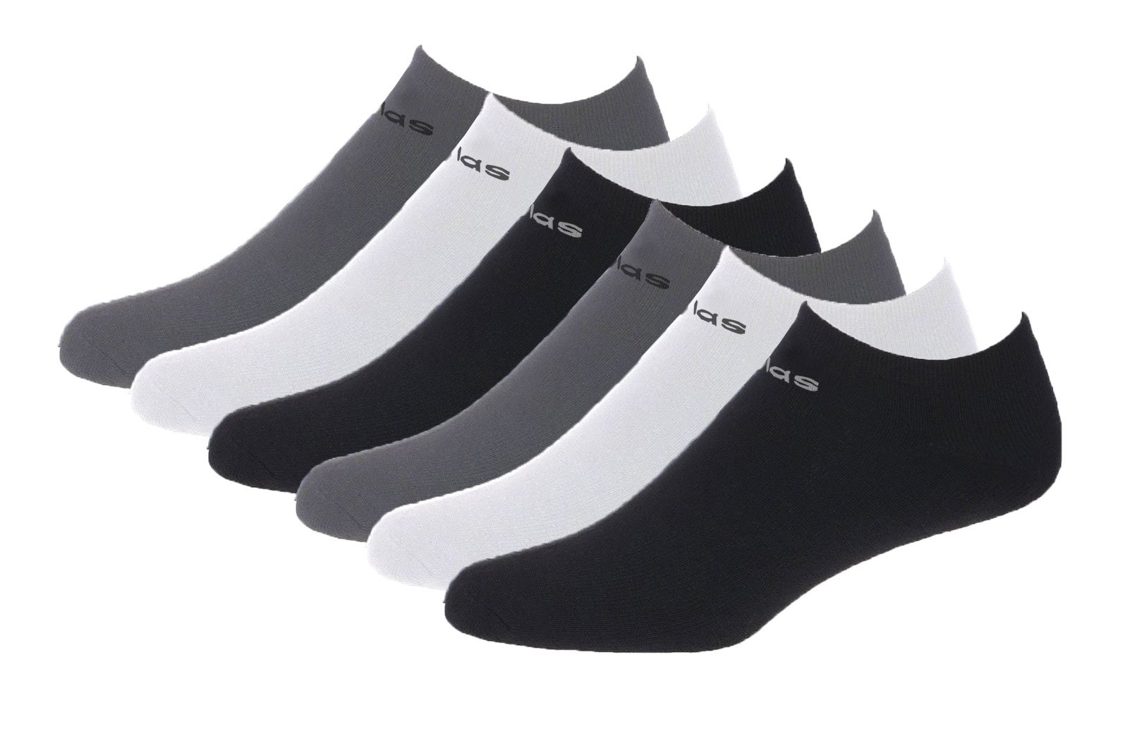 Adidas Women's Superlite No Show Socks (Pack of 6) (Women's Sock size (5-10), Black/White/Grey)