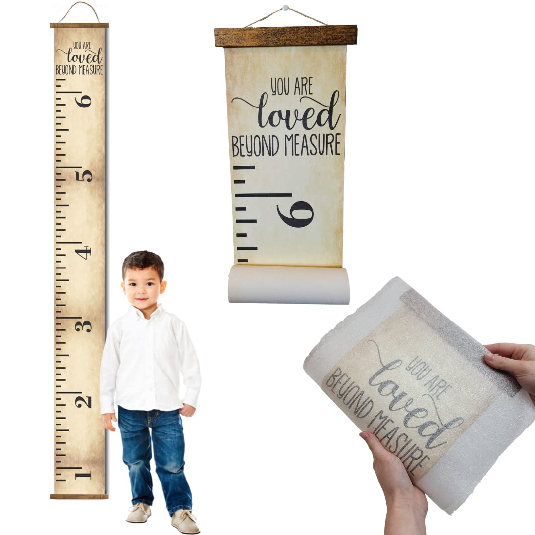 Canvas Growth Chart for Wall Nursery Decor - Gender Neutral Growth Chart for Kids - Ready to Hang Kids Height Wall Chart - Height Chart for Kids - Kids Growth Chart Wall Hanging - Growth Chart Canvas